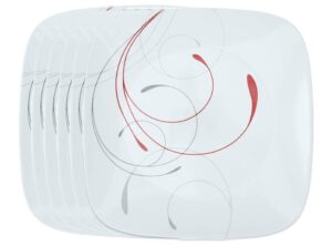 corelle vitrelle 6-piece salad plate set, triple layer glass and chip resistant, lightweight square 10-1/4-inch plates set, splendor