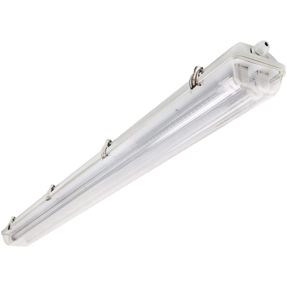 4'ft 2 Lamp T8 Fluorescent Vapor Proof Light Fixture - Wet Location IP65 Rated - Garages, Parking Structure, Freezers, Walkways, Underground Structures Commercial Grade 120V