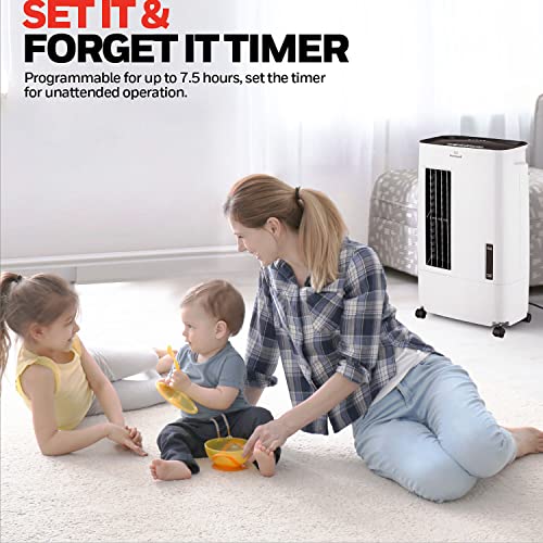 Honeywell Quiet, Low Energy, Compact Portable Evaporative Cooler with Fan & Humidifier, Carbon Dust Filter & Remote Control, White