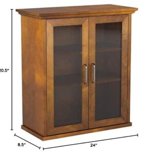 Teamson Home Avery Removable Wooden 2 Door Wall Cabinet with Storage, Oiled Oak