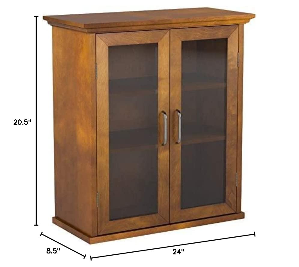 Teamson Home Avery Removable Wooden 2 Door Wall Cabinet with Storage, Oiled Oak