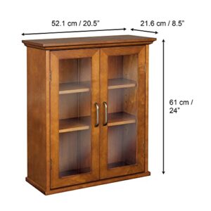 Teamson Home Avery Removable Wooden 2 Door Wall Cabinet with Storage, Oiled Oak