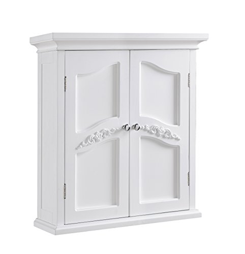 Teamson Home Versailles Removable Wooden Wall Cabinet with 2 Shelves, White