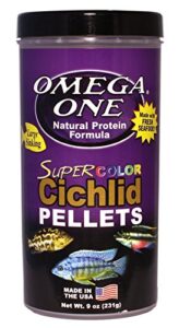 omega one super color sinking cichlid pellets, 2mm large pellets, 9 oz