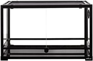 trixie 41 gallon glass terrarium, double hinged doors, mesh top, waterproof base, black