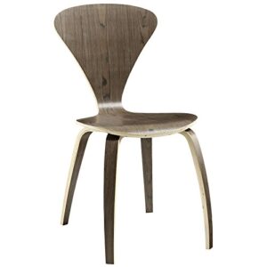 modway vortex mid-century modern kitchen and dining room chair in dark walnut