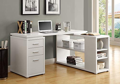 Monarch Specialties Hollow-Core Left or Right Facing Corner Desk, White