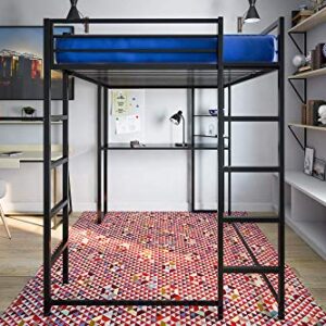 DHP Abode Full Size Metal Loft Bed, Black