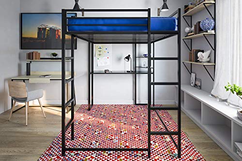 DHP Abode Full Size Metal Loft Bed, Black