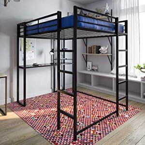 DHP Abode Full Size Metal Loft Bed, Black