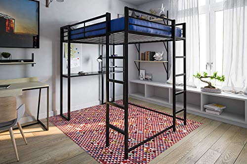 DHP Abode Full Size Metal Loft Bed, Black