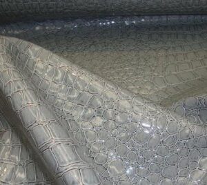 Vinyl Fake Leather Vinyl Grey Croco Upholstery Vinyl Fabric Per Yard 54" Wide Sold BTY