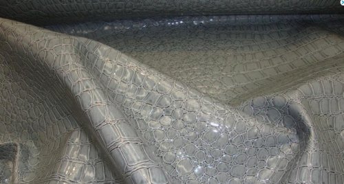 Vinyl Fake Leather Vinyl Grey Croco Upholstery Vinyl Fabric Per Yard 54" Wide Sold BTY