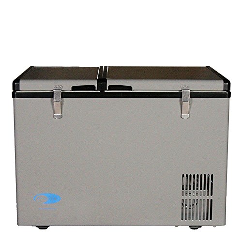 Whynter FM-62DZ 62 Quart Dual Zone Portable Refrigerator and Deep Freezer Chest, AC 110V/ DC 12V, Real Freezer for Car, Home, and RV, -8°F to 50°F Temperature Range, Gray, Fridge + Power Supply Cord