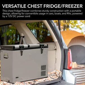 Whynter FM-62DZ 62 Quart Dual Zone Portable Refrigerator and Deep Freezer Chest, AC 110V/ DC 12V, Real Freezer for Car, Home, and RV, -8°F to 50°F Temperature Range, Gray, Fridge + Power Supply Cord