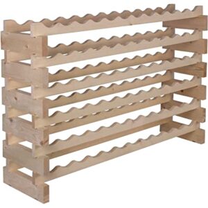 Stackable Modular Wine Rack Wine Storage Rack Holder Display Shelves for Wine Cellar or Basement , Freestanding Wine Rack Thick Wood Wobble-Free (Unfinished, 12 X 6 Rows (72 Slots))