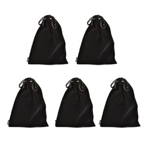 Cosmos Set of 5 Premium Black Travel Carry Drawstring Headphones Pouch Bag