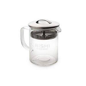 rishi tea simple brew teapot - for 12oz loose tea preparation, built-in strainer, everyday teaware, easy to clean, borosilicate glass, enjoy hot or iced tea - 400ml