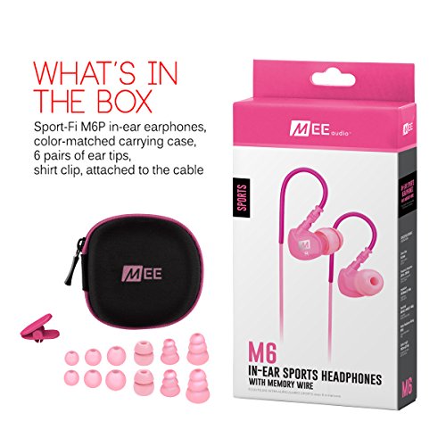 MEE audio Sport-Fi M6 Noise Isolating In-Ear Headphones with Memory Wire (Pink)