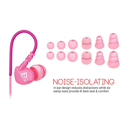 MEE audio Sport-Fi M6 Noise Isolating In-Ear Headphones with Memory Wire (Pink)