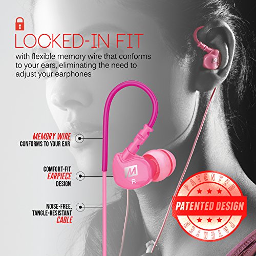 MEE audio Sport-Fi M6 Noise Isolating In-Ear Headphones with Memory Wire (Pink)