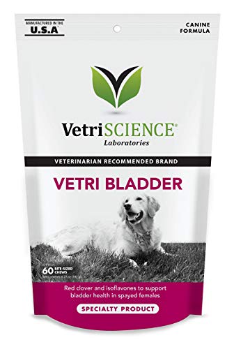 VetriScience Vetri Bladder Canine, 60 Chicken Flavored Chews - Bladder Control Supplement for Dogs with Red Clover Flower