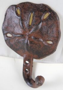 rustic brown sand dollar wall hook, set of 2