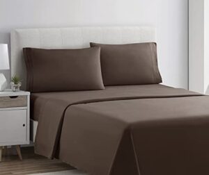 clara clark california king sheets set, deep pocket bed sheets for cal king size bed - 4 piece bed sheet set, extra soft bedding sheets & pillowcases, chocolate brown sheets cal king