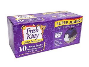 10 count fresh kitty litter box liners super thick, durable, easy clean up jumbo drawstring scented, bags for pet cats