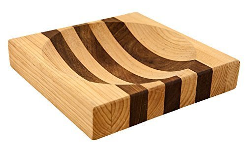 Ulu Factory Alaska Ulu Birch Walnut Stripe Wood Chopping Bowl-board Polar bear Design Handle (1)