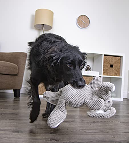 goDog Checkers Elephant Squeaky Plush Dog Toy, Chew Guard Technology - Gray, Large