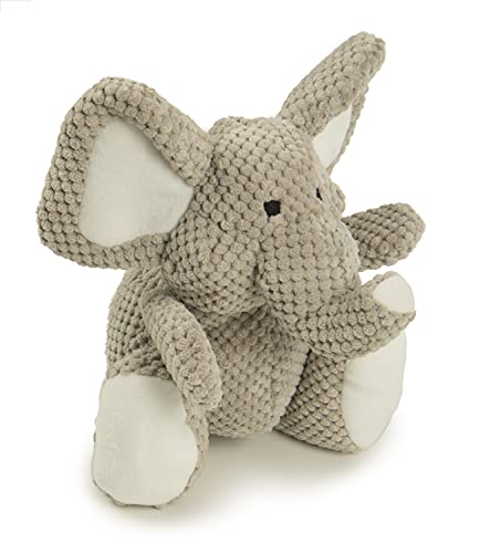 goDog Checkers Elephant Squeaky Plush Dog Toy, Chew Guard Technology - Gray, Large