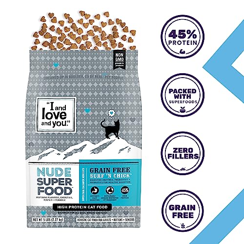 I and love and you Nude Dry Cat Food - Grain Free Limited Ingredient Kibble, Whitefish + Chicken, 5-Pound Bag