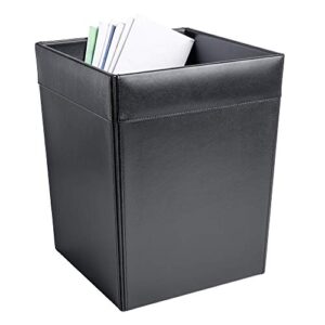 dacasso classic black leather square waste basket