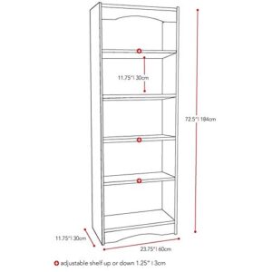 Sonax Hawthorn 72-Inch Tall Bookcase, Frost White