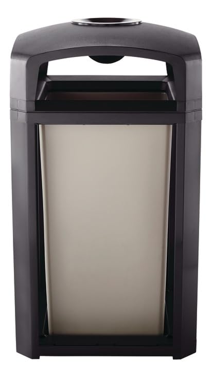 Rubbermaid Commercial Products Landmark Dome Top Trash Can with Ash Tray, 50-Gallon, Sable, Large Indoor/Outdoor Trash Can for Office/Restaurant/Mall/Hospital