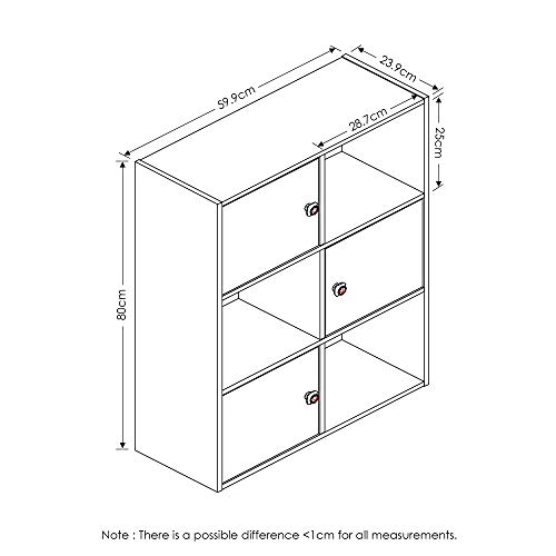 Furinno Pasir 3-Tier Shelf with 3 Door/Round Handle, Light Cherry