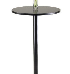 Winsome Obsidian Pub Table Round Black Mdf Top with Black Leg And Base - 23.7-Inch Top, 39.76-Inch Height, Pack of 1