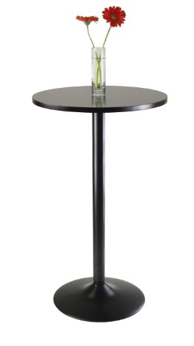 Winsome Obsidian Pub Table Round Black Mdf Top with Black Leg And Base - 23.7-Inch Top, 39.76-Inch Height, Pack of 1