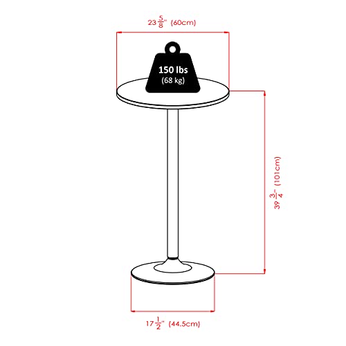 Winsome Obsidian Pub Table Round Black Mdf Top with Black Leg And Base - 23.7-Inch Top, 39.76-Inch Height, Pack of 1