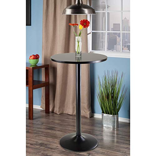 Winsome Obsidian Pub Table Round Black Mdf Top with Black Leg And Base - 23.7-Inch Top, 39.76-Inch Height, Pack of 1