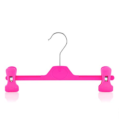 HANGERWORLD 10 Pink 11inch Plastic Kids Coat Clothes Garment Pants Skirt Baby Toddler Clip Hangers