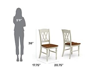 Home Styles Monarch Double X-back White and Oak Dining Chairs, with Solid Hardwood Construction, Turned Legs, and Distressed Oak Finish, Set of Two