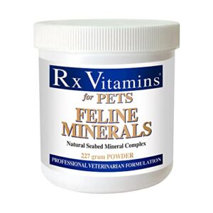 rx vitamins feline minerals - mineral powder with calcium, magnesium, potassium, & taurine for cats - cat dental care plus immune support - 8 oz