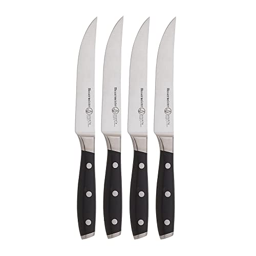 Messermeister Avanta 5” Fine Edge Steak Knife Set - German X50 Stainless Steel - Rust Resistant & Easy to Maintain - Includes 4 Steak Knives