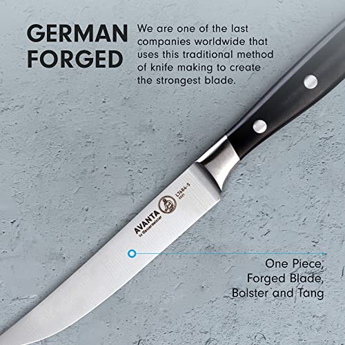 Messermeister Avanta 5” Fine Edge Steak Knife Set - German X50 Stainless Steel - Rust Resistant & Easy to Maintain - Includes 4 Steak Knives