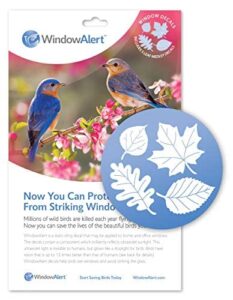 windowalert leaf medley anti-collision decal - uv-reflective window decal to protect wild birds from glass collisions - made in the usa