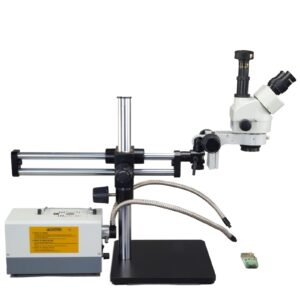 OMAX Dual-Bar Ball Bearing Boom Stand for Stereo Microscopes with Standard 76mm Ring Rack