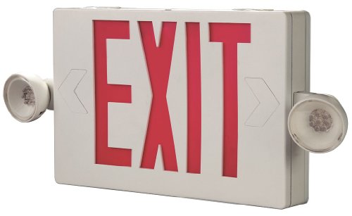 Cooper Lighting APC7R Self Powered Combination Exit Sign With LED Heads (2) LED White Housing Red Letter Sure-Lites