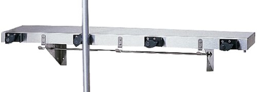 Bobrick 224x36 304 Stainless Steel Utility Shelf with Mop/Broom Holders and Rag Hooks, Holds 4 Mops, Satin Finish, 36" Length x 6" Height x 8" Depth